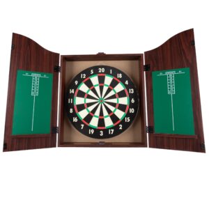 tg dartboard cabinet set with realistic walnut finish, brown, (15-dg910)