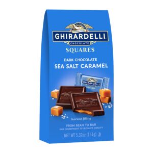 ghirardelli dark and caramel sea salt chocolate squares bag, 5.32-ounce