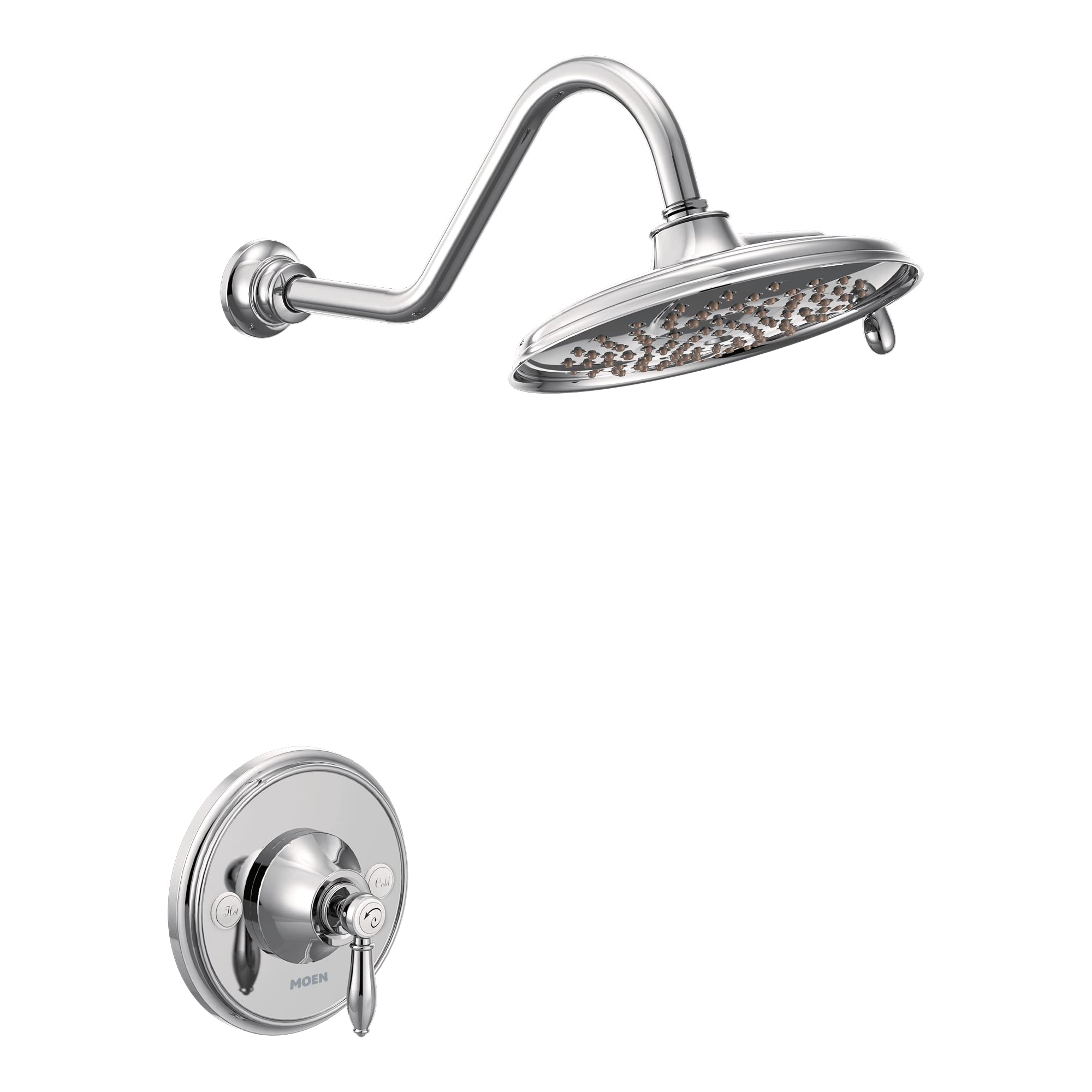 Moen TS32102 Weymouth Posi-Temp Shower Trim Kit including Lever Handle and 9-Inch, 2-Spray Function Rainshower, Valve Required, Chrome