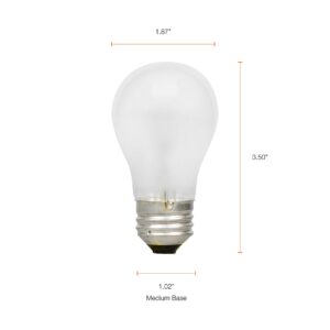 SYLVANIA Incandescent Appliance Light Bulb, 15W A15, Dimmable, Medium Base, 65 Lumens, Frosted, 2850K, Soft White - 2 Pack (10015)