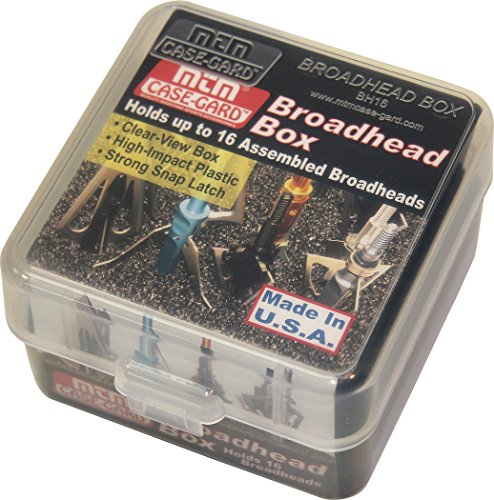 MTM BH16 Broadhead Box Broadhead Box - Holds 16 fixed or Mech. USA Made, Clear