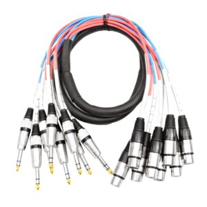 seismic audio speakers 8 channel snake cables, 5’ xlr female to ¼” trs snake cable