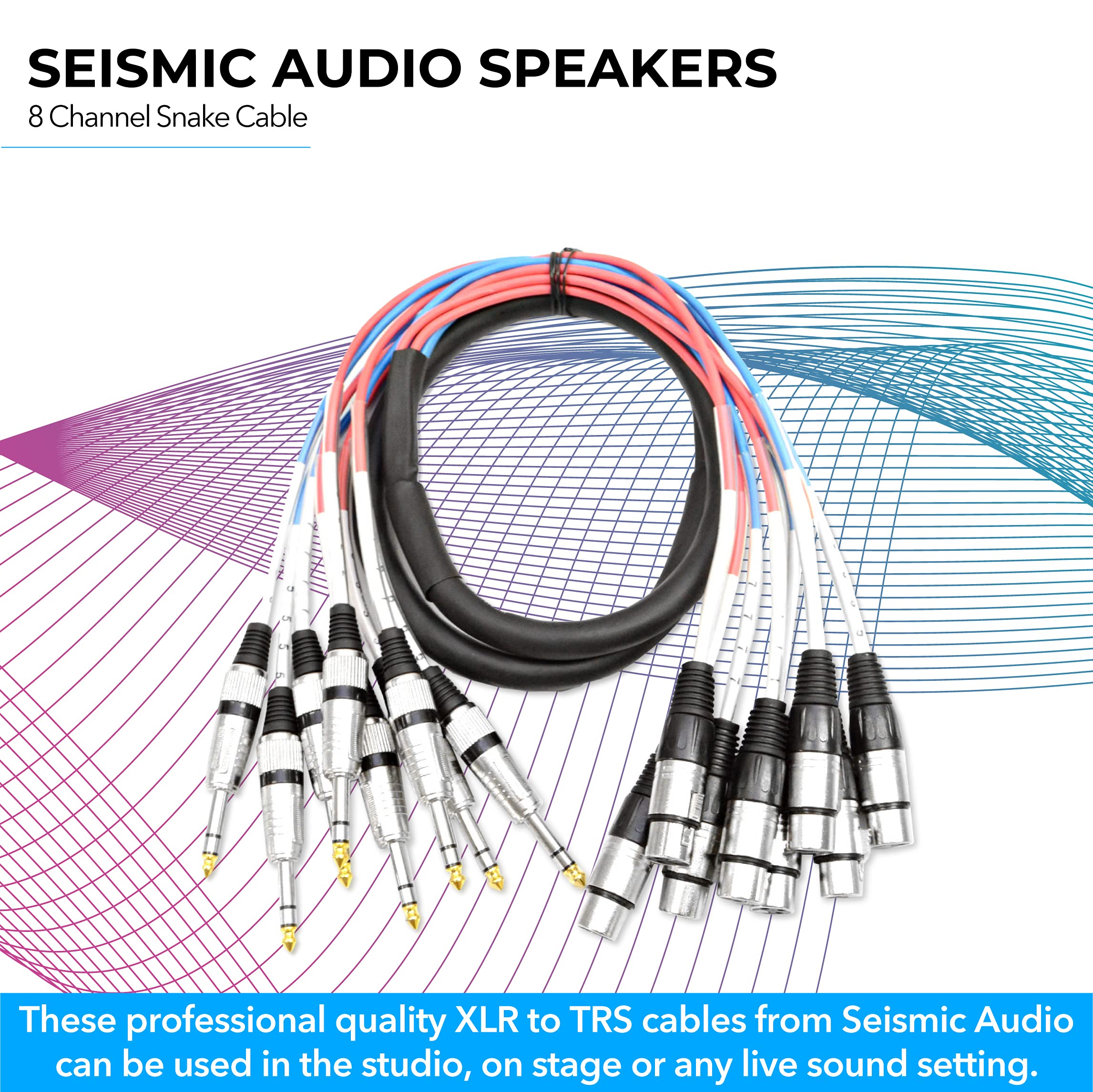 Seismic Audio Speakers 8 Channel Snake Cables, 5’ XLR Female To ¼” TRS Snake Cable