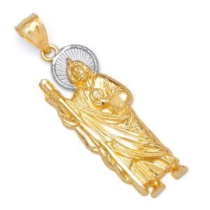 goldenmine fine jewelry collection 14k two tone gold large st. jude pendant