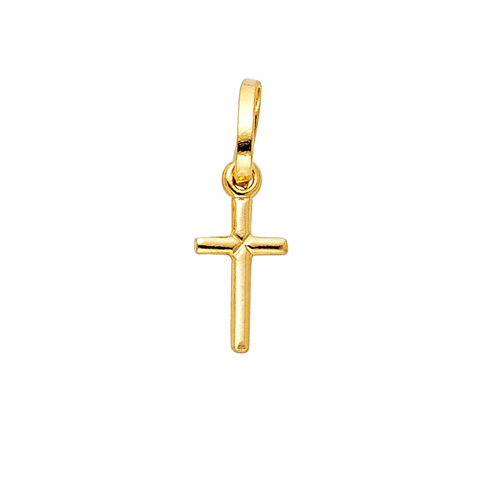 GoldenMine Fine Jewelry Collection 14K Yellow or White Gold Tiny Cross Pendant