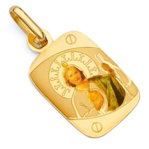 14k yellow gold religious saint jude enamel picture charm pendant