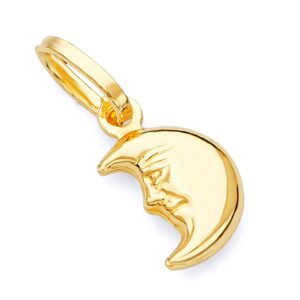 goldenmine fine jewelry collection 14k yellow gold half moon face charm pendant