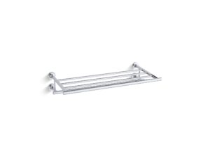 kohler 14381-cp purist hotelier bathroom towel shelf, wall-mount towel rack, bathroom towel holder, polished chrome