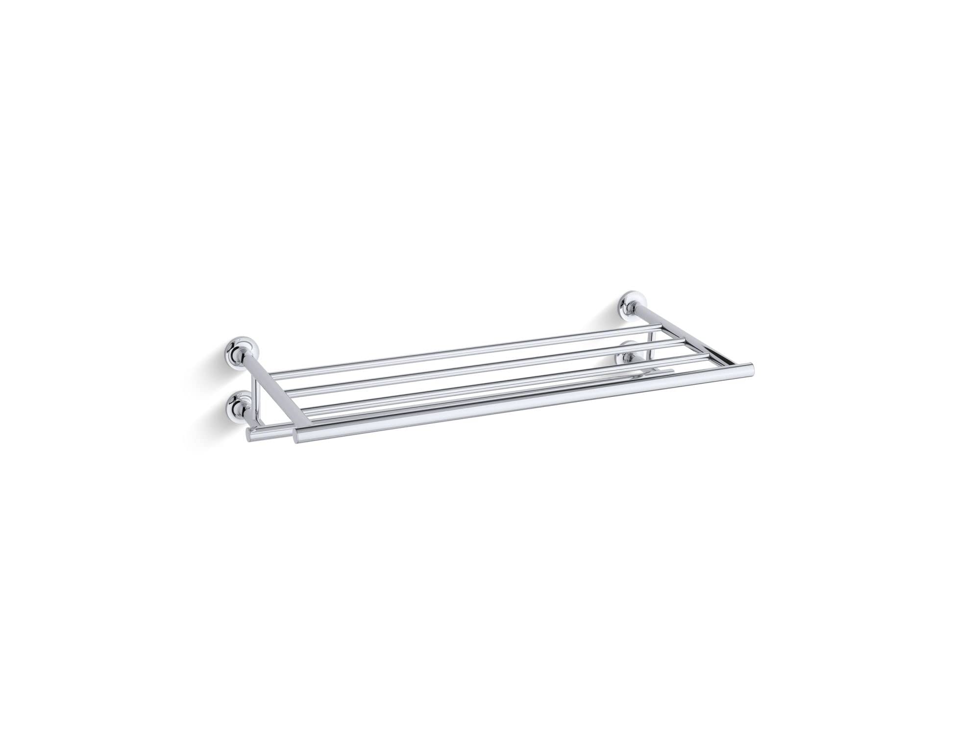 KOHLER 14381-CP Purist Hotelier Bathroom Towel Shelf, Wall-Mount Towel Rack, Bathroom Towel Holder, Polished Chrome