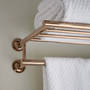 KOHLER 14381-CP Purist Hotelier Bathroom Towel Shelf, Wall-Mount Towel Rack, Bathroom Towel Holder, Polished Chrome