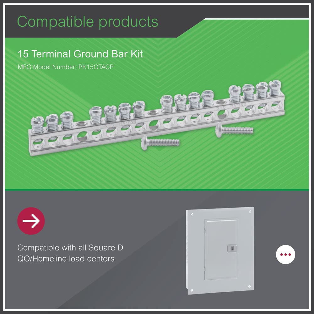 Square D - PK15GTACP 15 Terminal Ground Bar Kit