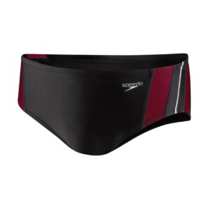 speedo 8051203 mens rapid spliced male brief, maroon/black, 22