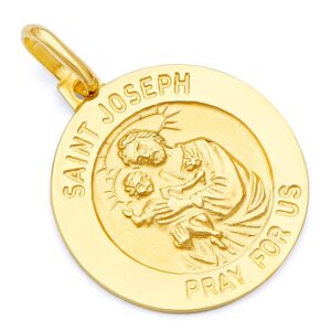 14k yellow gold religious saint joseph medal charm pendant