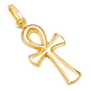 14k yellow gold religious ankh cross religious charm pendant