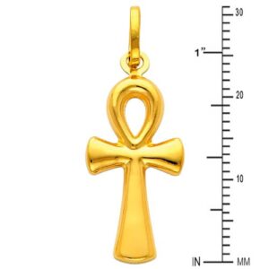 14k Yellow Gold Religious Ankh Cross Religious Charm Pendant