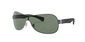 ray-ban rb3471 shield sunglasses, gunmetal/dark green, 32 mm