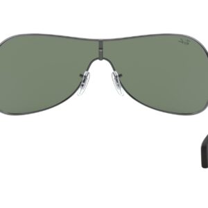 Ray-Ban RB3471 Shield Sunglasses, Gunmetal/Dark Green, 32 mm