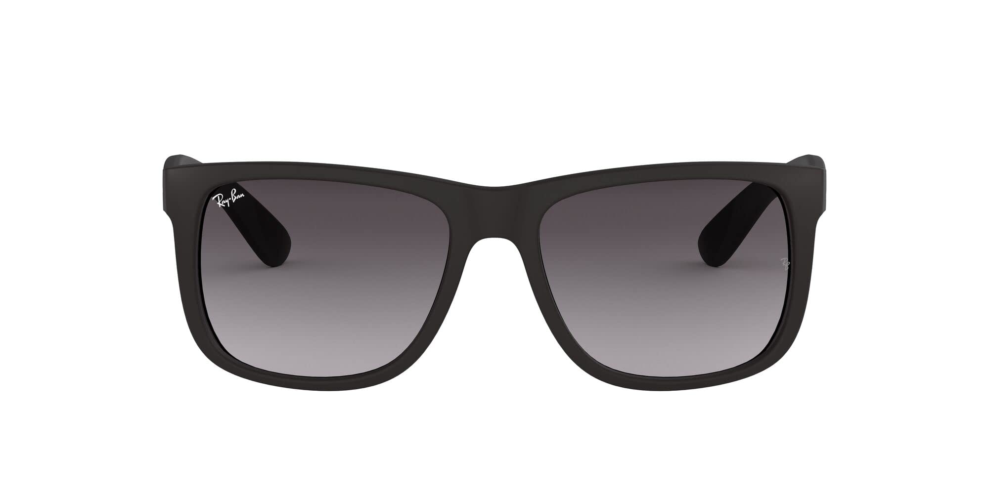 Ray-Ban RB4165 Justin Rectangular Sunglasses, Rubber Black/Light Grey Gradient Dark Grey, 55 mm