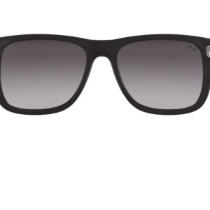 Ray-Ban RB4165 Justin Rectangular Sunglasses, Rubber Black/Light Grey Gradient Dark Grey, 55 mm