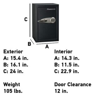 SentrySafe XX-Large Black Floor Safe with Digital Coded Keypad, Gun Safe for Handgun or Other Valuables, 2.2 Cubic Feet, T6-331