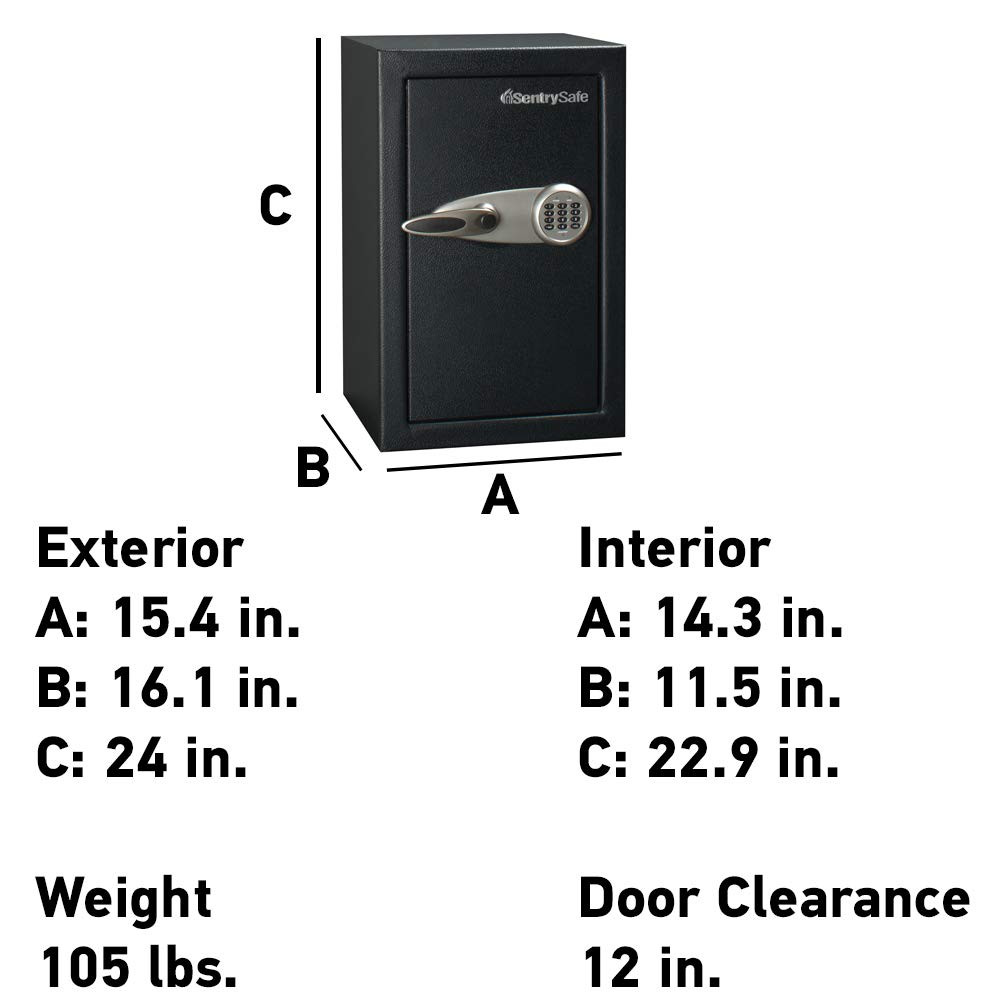 SentrySafe XX-Large Black Floor Safe with Digital Coded Keypad, Gun Safe for Handgun or Other Valuables, 2.2 Cubic Feet, T6-331