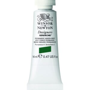 winsor & newton designer's gouache, 14 ml (0.47oz) tube, permanent green deep