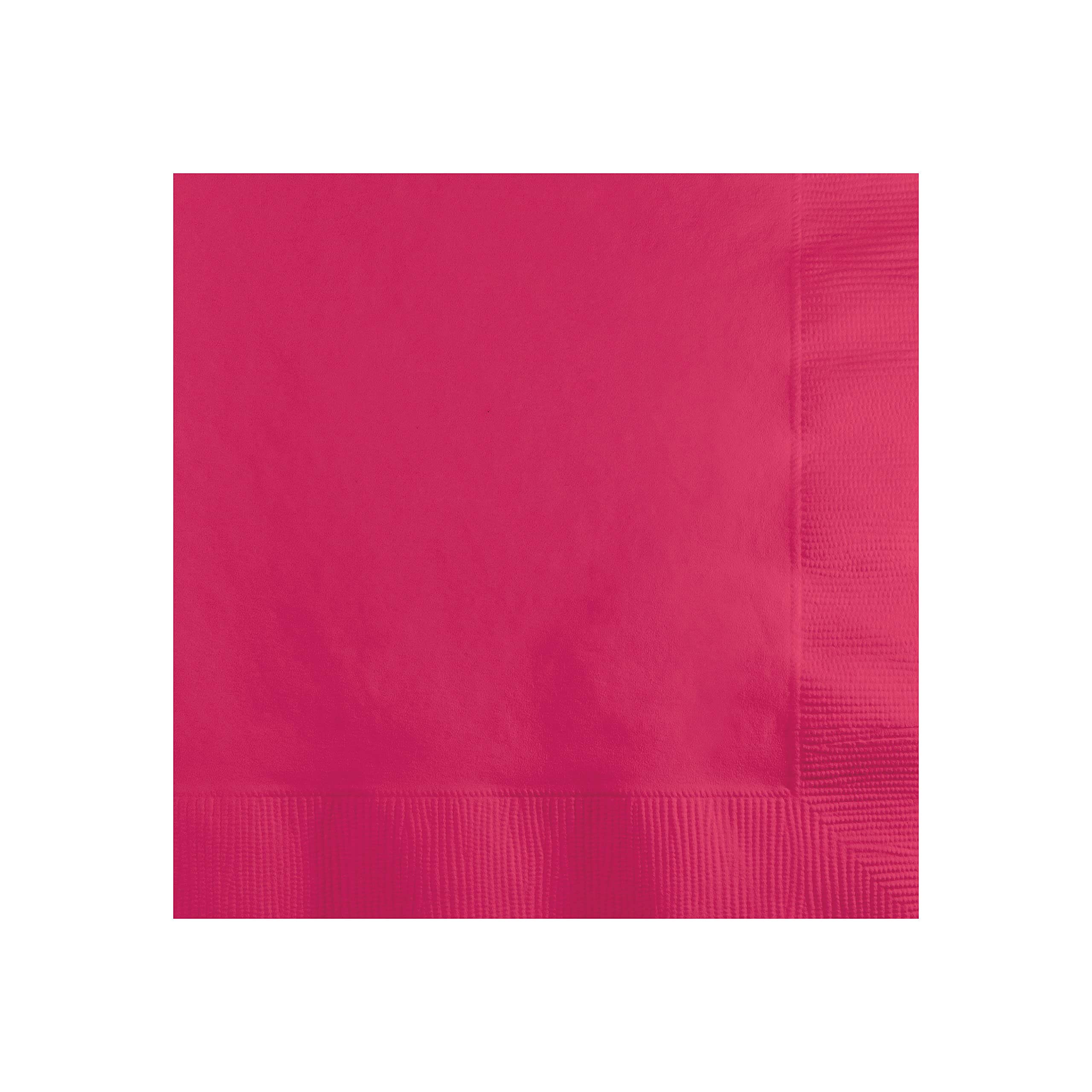 Creative Converting Touch of Color 2-Ply 50 Count Paper Beverage Napkins, Hot Magenta