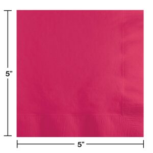 Creative Converting Touch of Color 2-Ply 50 Count Paper Beverage Napkins, Hot Magenta