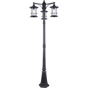 canarm iol156bk treehouse 3-light outdoor post-light, black