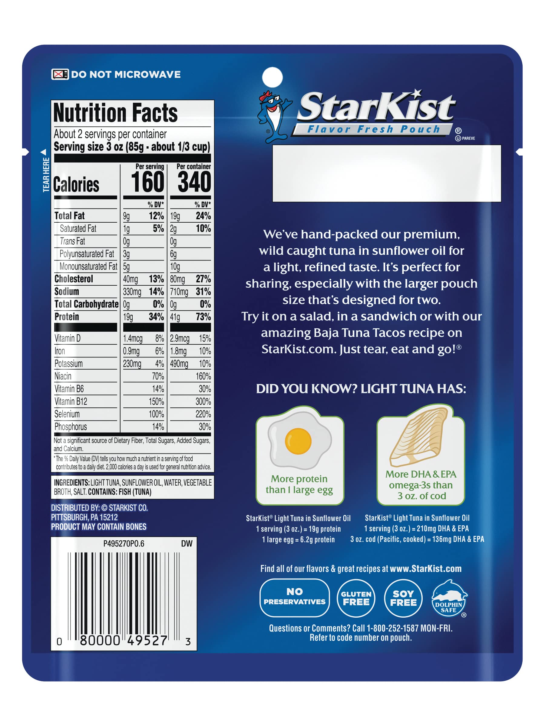 StarKist Chunk Light Tuna in Sunflower Oil, 6.4 Ounce (Pack of 6)