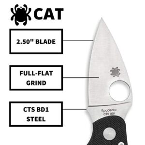 Spyderco Cat Value Knife with 2.50" CTS BD1N Stainless Steel and Durable Black G-10 Handle - PlainEdge - C129GP