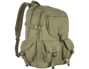 fox outdoor products retro balkan exploratory rucksack, olive drab 18" x 12" x 7"