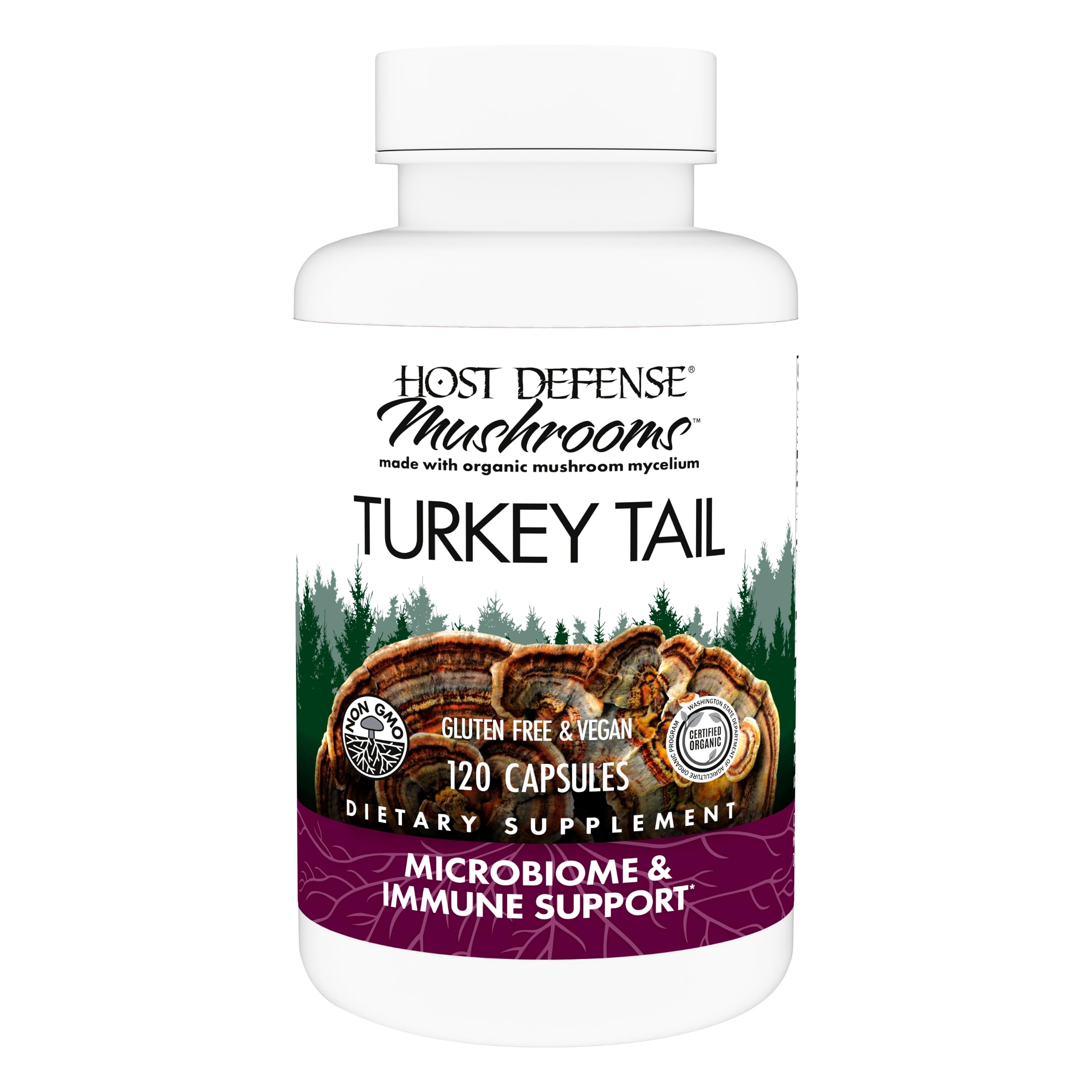 Host Defense Turkey Tail Capsules - Digestive Health & Immune Response Support Supplement - Mushroom Supplement for Gastrointestinal & Gut Microbiome Support - 120 Capsules (60 Servings)*