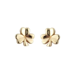 solvar shamrock earrings studs 10k gold made in ireland