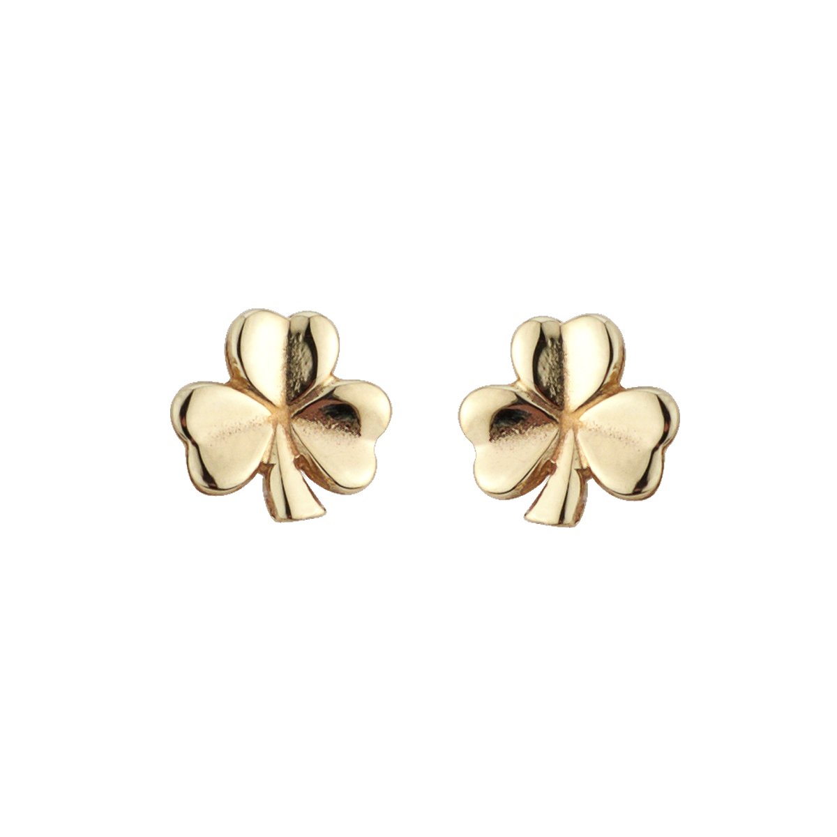 Solvar Shamrock Earrings Studs 10K Gold Made in Ireland