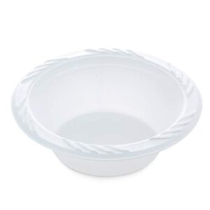 White 12 oz. Plastic Bowls - 100 Count(styles may vary)