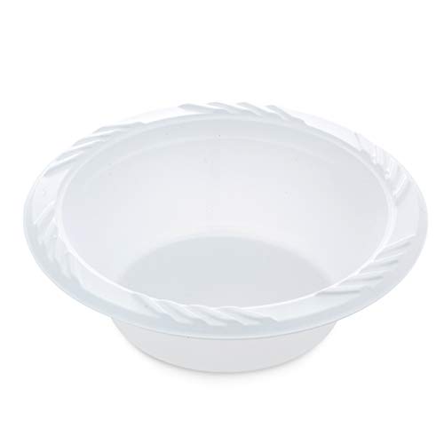 White 12 oz. Plastic Bowls - 100 Count(styles may vary)