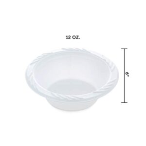 White 12 oz. Plastic Bowls - 100 Count(styles may vary)