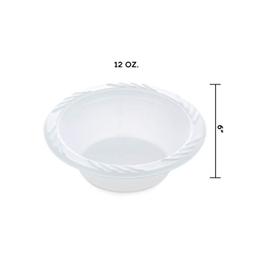 White 12 oz. Plastic Bowls - 100 Count(styles may vary)