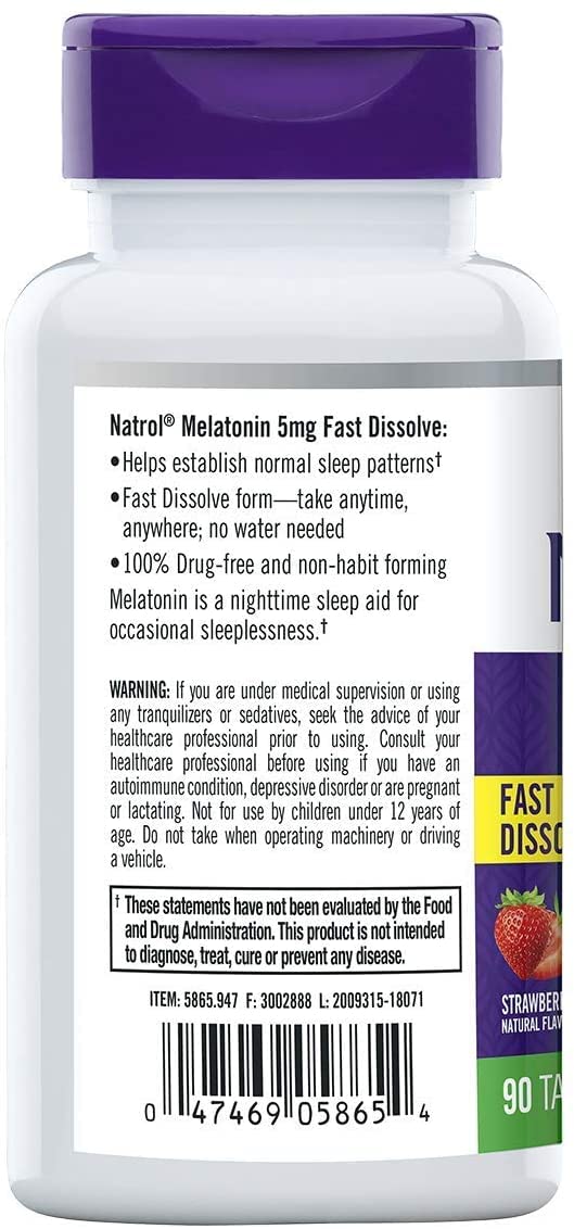 Natrol Melatonin 5 mg Fast Dissolve Sleep Support Tablet - 90 per Pack - 2