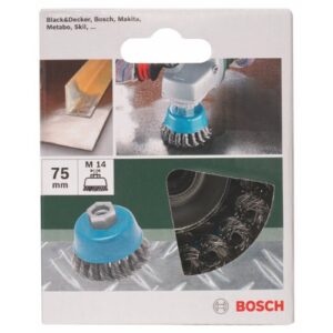 Bosch 2609256503 75 mm M14 Wire Cup Brush Knotted Wire (Brass-coated)