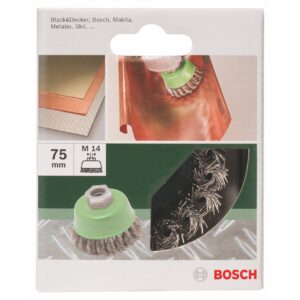 Bosch 2609256504 75 mm M14 Stainless Wire Cup Brush Knotted Wire