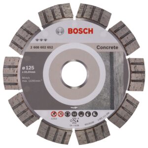 bosch 2608602652 diamond cutting disc best for concrete, 125mm Ø, 22.23mm x 2.2mm x 12mm, silver/grey