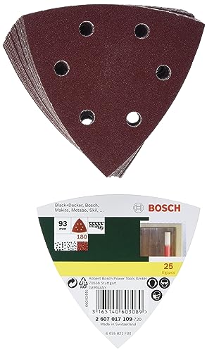 Bosch 2607017109 Sanding Sheet-Set for Delta Sander, 0 V, Red, 93 mm, Set of 25 Piece