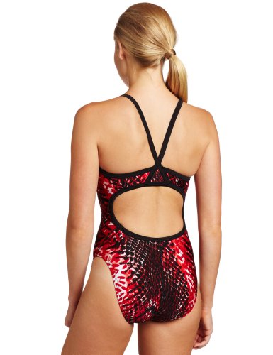 Speedo Women's Mighty Python Xtra Life Lycra Flyback Performance Swimsuit, Red, 26