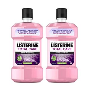 listerine total care zero alcohol anticavity mouthwash, bad breath treatment, alcohol free mouthwash for adults; fresh mint flavor, 1 l (pack of 2)