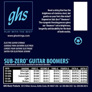 GHS Sub-Zero Guitar Boomers - Electric Guitar Strings - Extra Light (009-042)