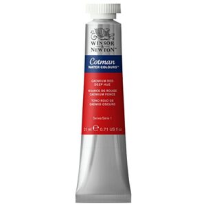 winsor & newton cotman watercolor paint, 21ml (0.71-oz) tube, cadmium red deep hue