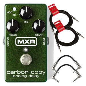 mxr m169 carbon copy analog delay pedal bundle with 2 patch cables and 2 instrument cables