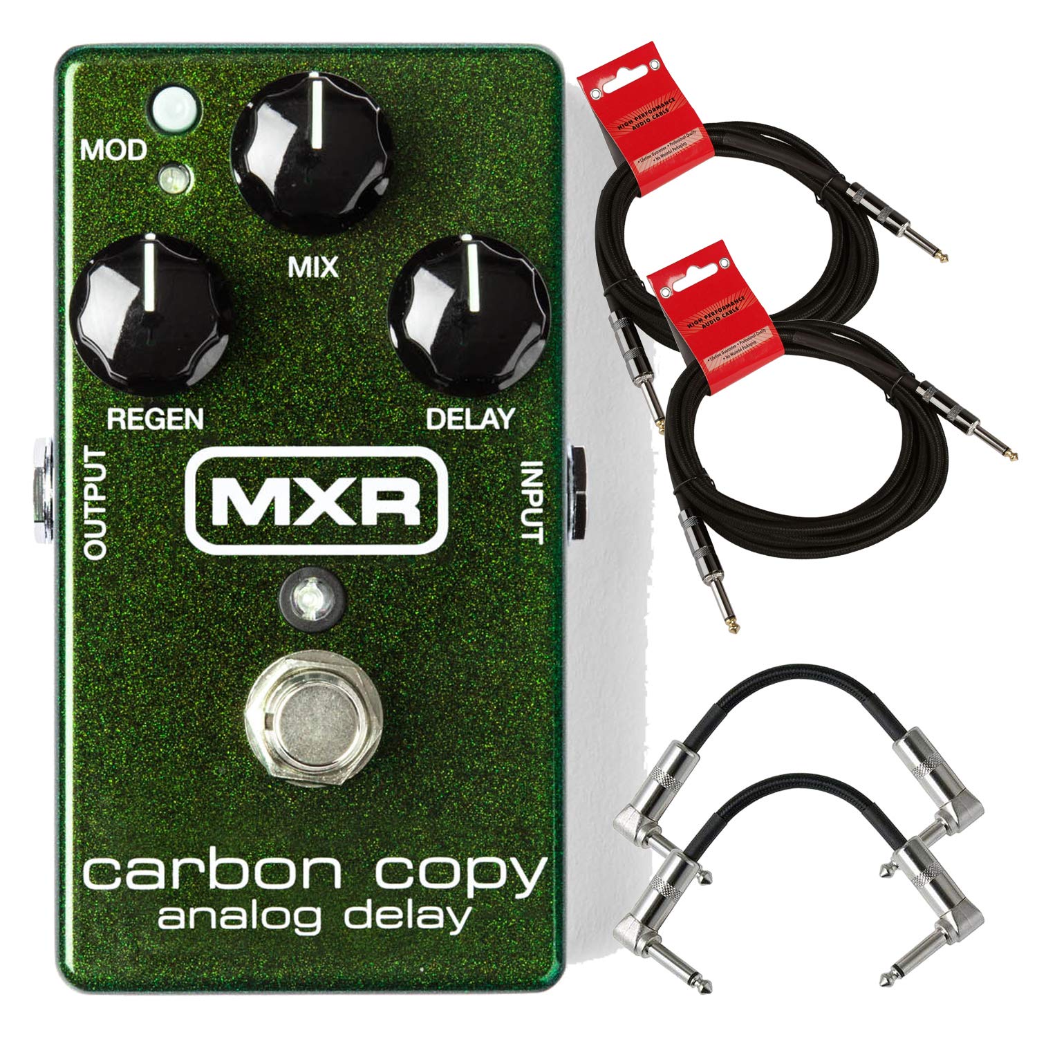 MXR M169 Carbon Copy Analog Delay Pedal Bundle with 2 Patch Cables and 2 Instrument Cables